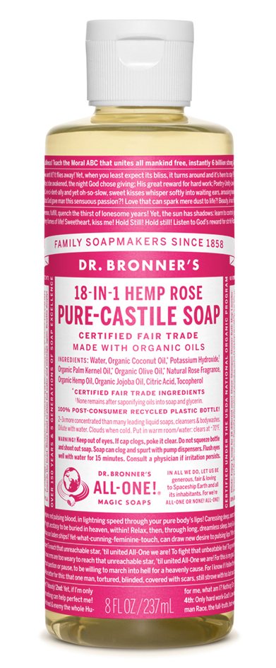 Dr Bronners Rose Castile Liquid Soap 945ml Natural Health Products