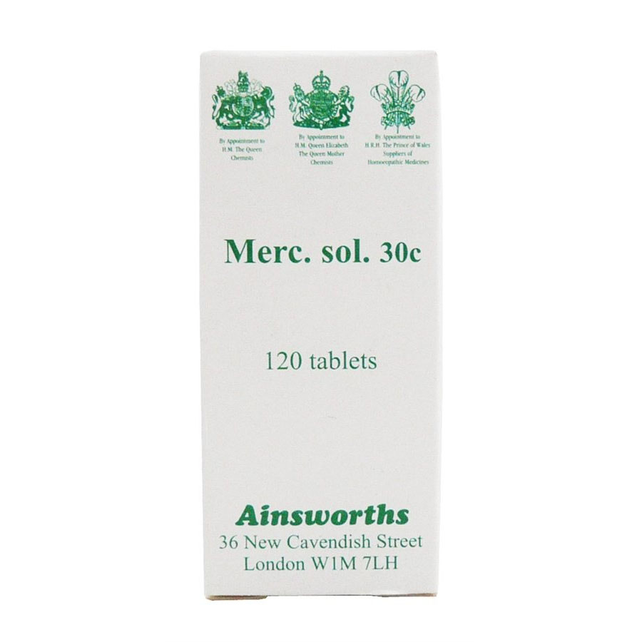 Ainsworths Merc Sol 30c 120 tabs - Natural Health Products